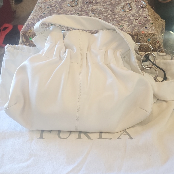 Furla | Bags | Furla White Shoulder Bag With Slouchy Design | Poshmark